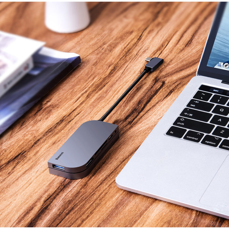 Baseus USB-C iPad Pro 12.9″/11″ 6-Port HUB HDMI USB 3.0 PD 3.5mm Kart ...